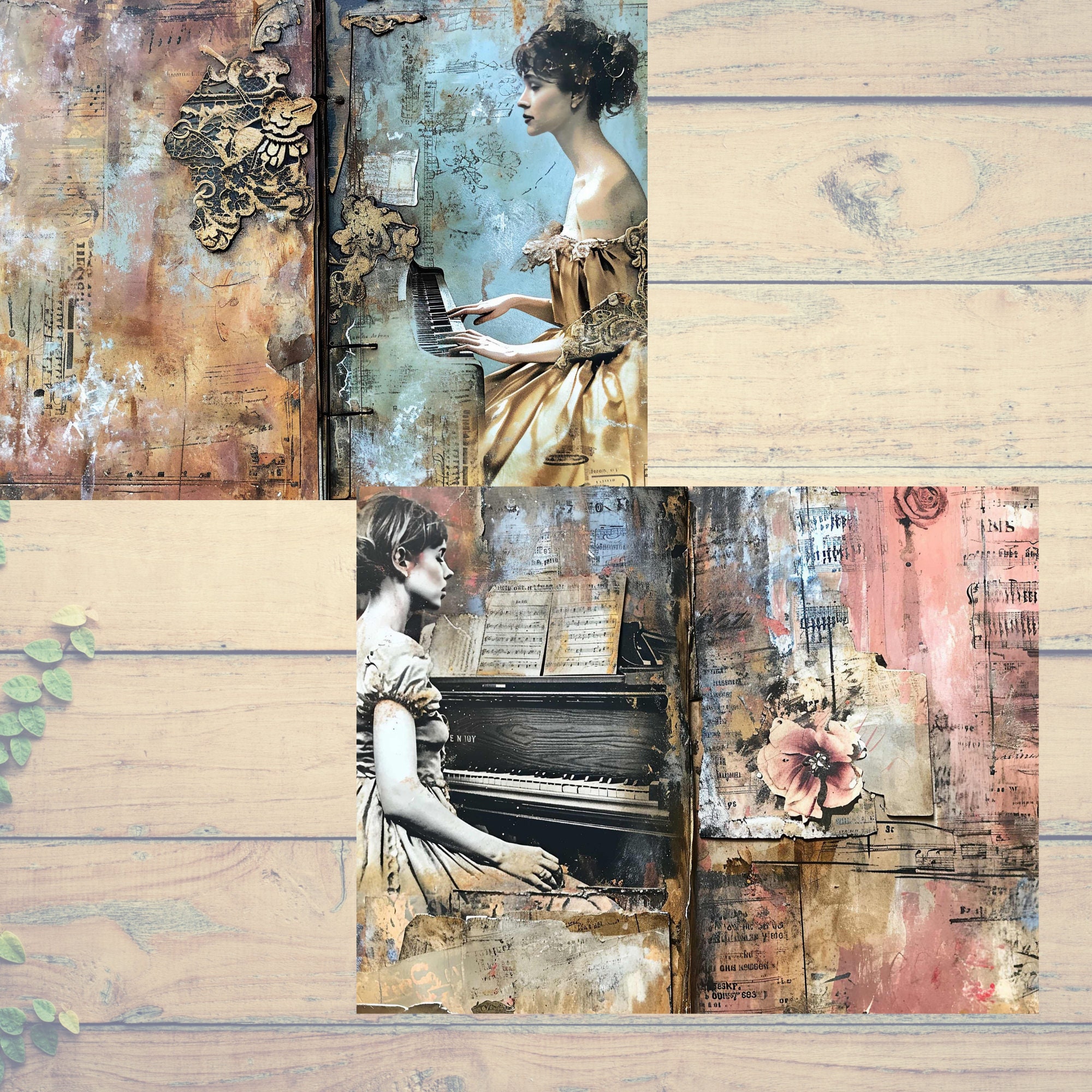 Junk Journal Printable, Vintage Piano Paper Journal Pages, Music Junk ...