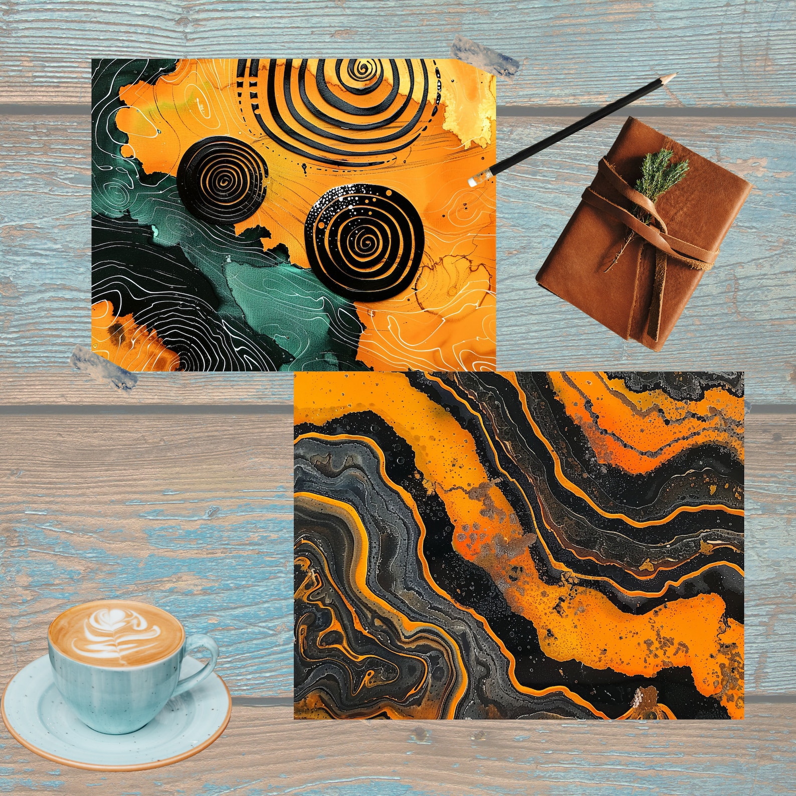 Tiger Swirl Junk Journal Pages, Digital Scrapbook Paper, Orange and ...