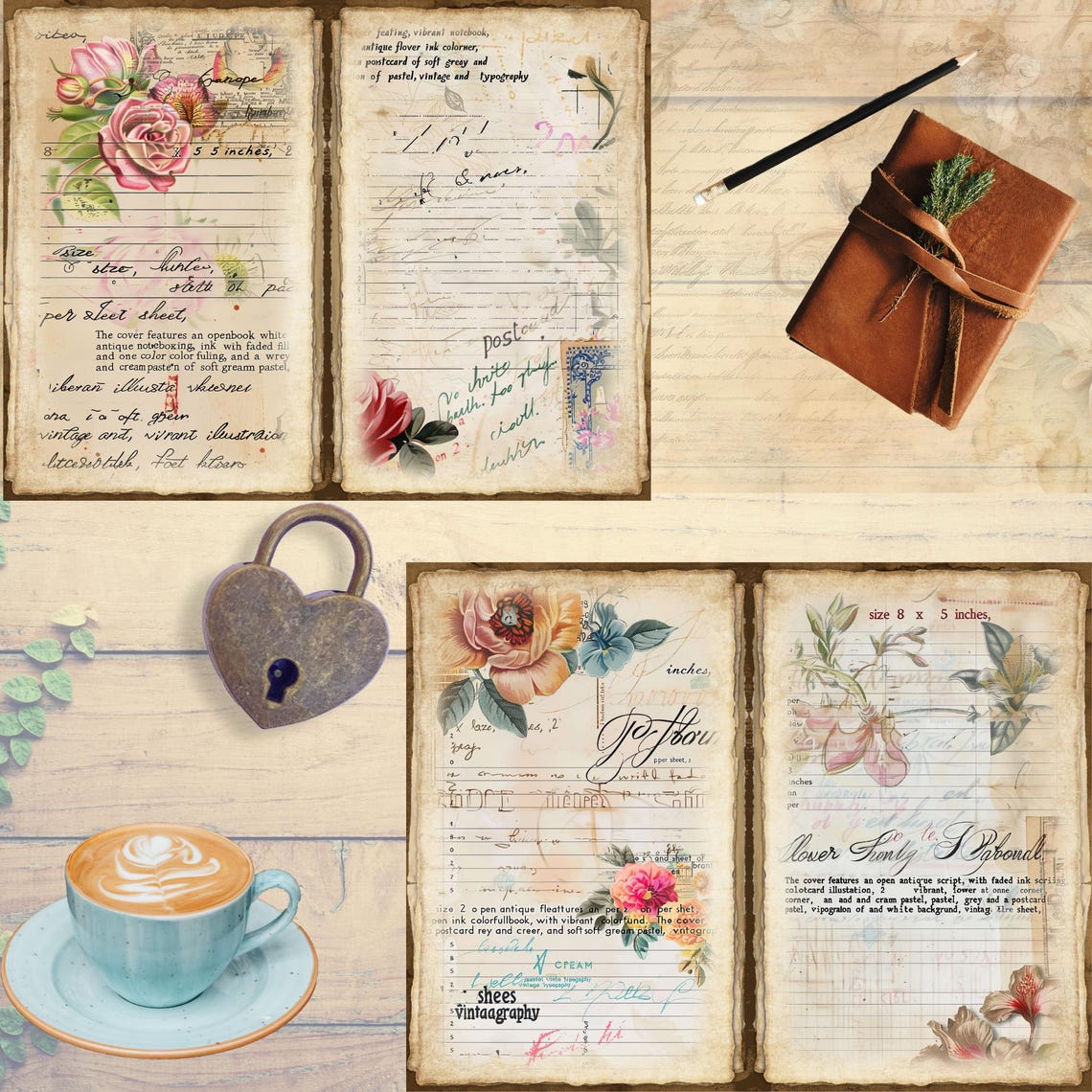 Junk Journal Printable, Vintage Old Pages Junk Journal, Vintage Junk ...