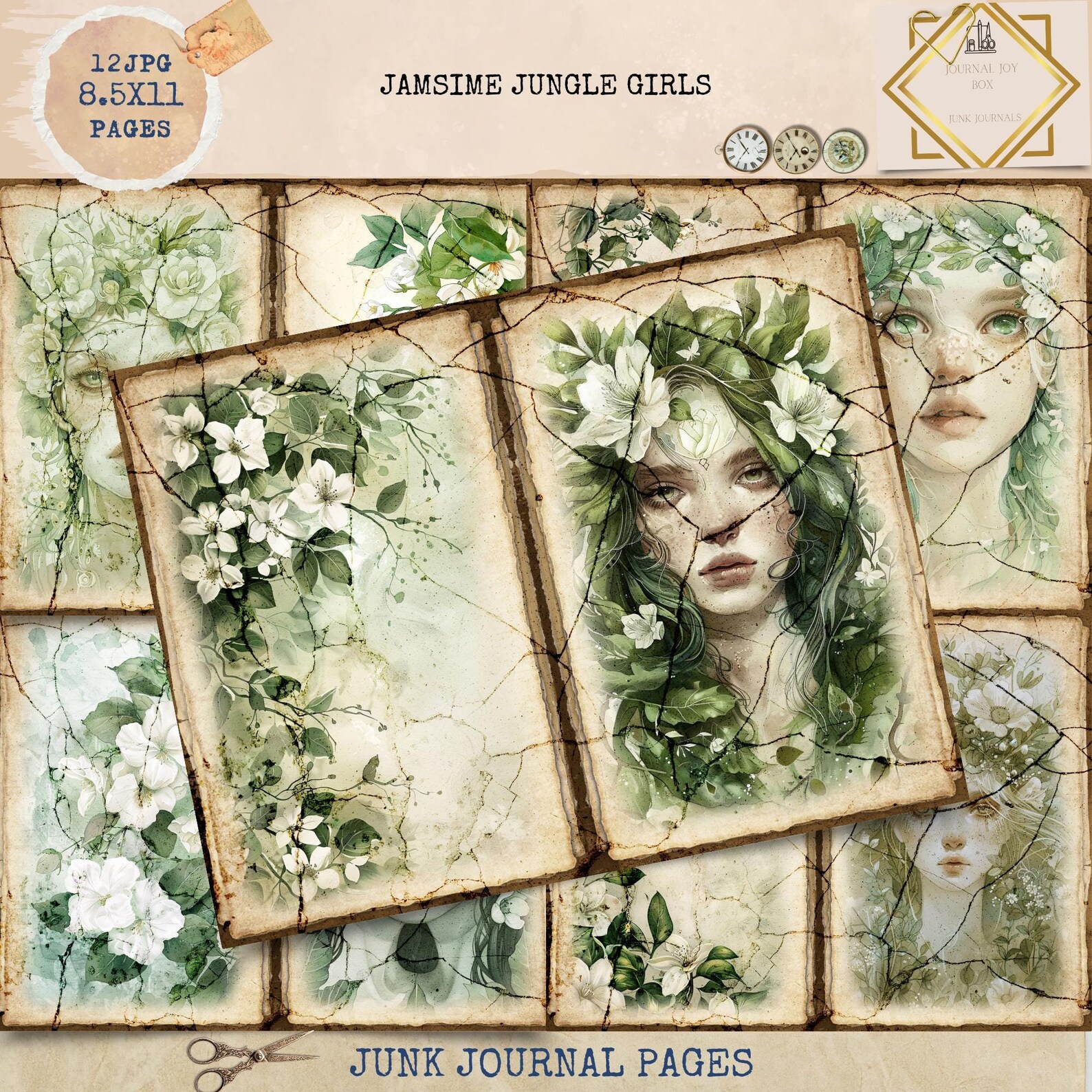 Junk Journal Printable Jasmine Jungle Girl Junk Journal, Crackle Garden ...