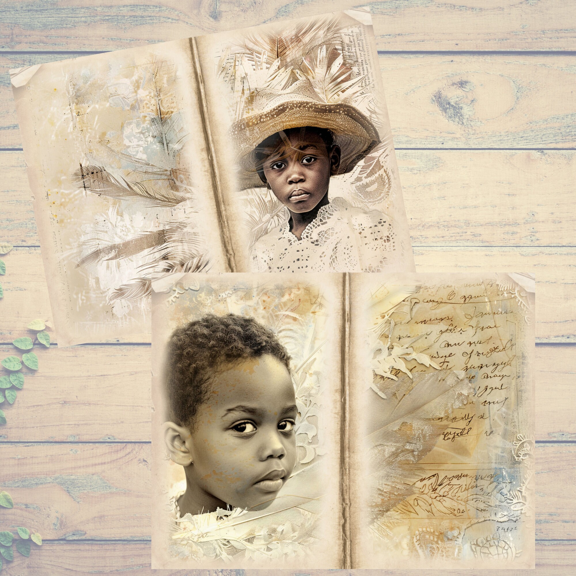 African American Boys Junk Journal Pages, Digital Scrapbook Paper ...