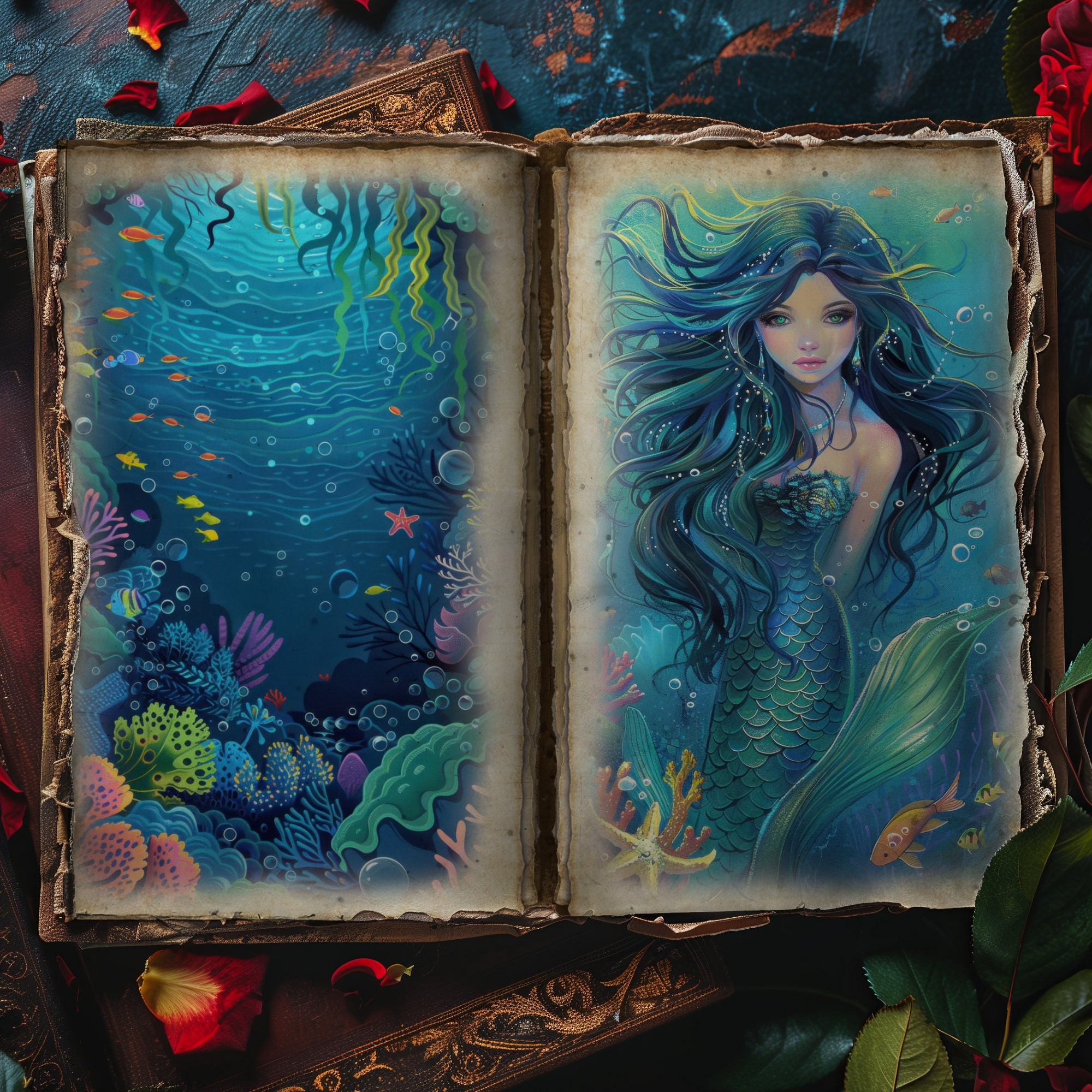 Junk Journal Printable, Mermaid Junk Journal, Fantasy Journal Papers ...