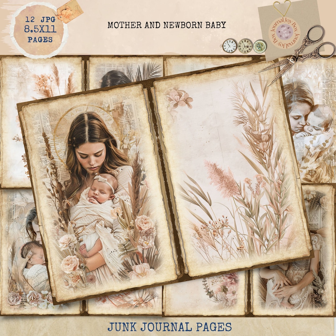Junk Journal Printable, Mother and Newborn Baby's Journal, Babies Junk ...