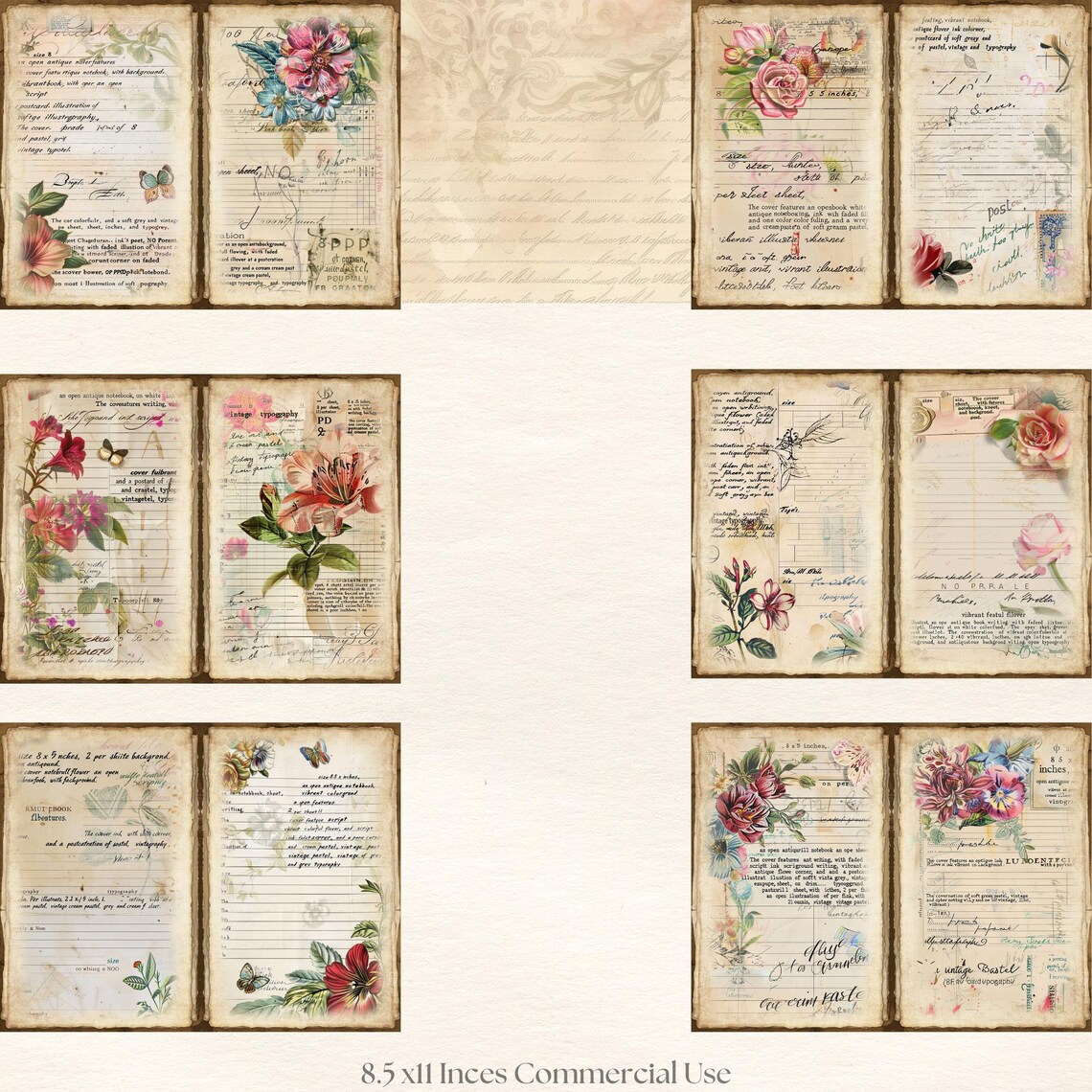 Junk Journal Printable, Vintage Old Pages Junk Journal, Vintage Junk ...