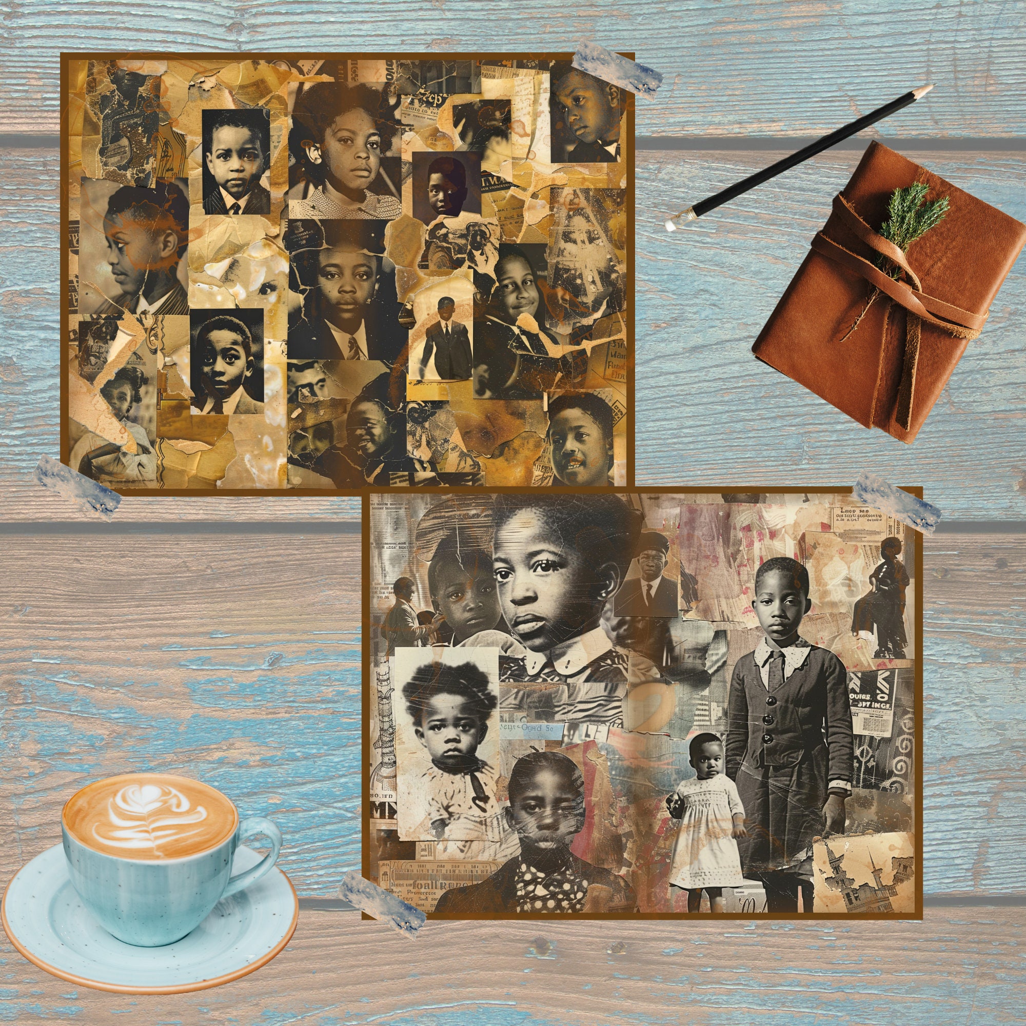 African American Collage Junk Journal Pages, Digital Scrapbook Paper ...
