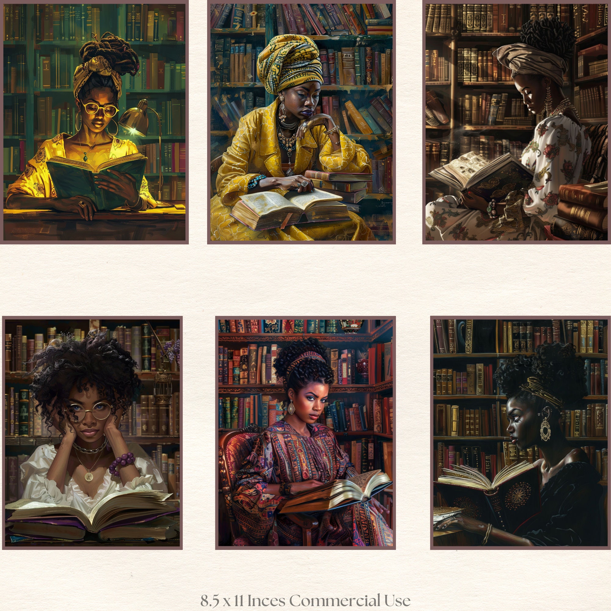 African American Library Woman Junk Journal Pages, Digital Scrapbook ...