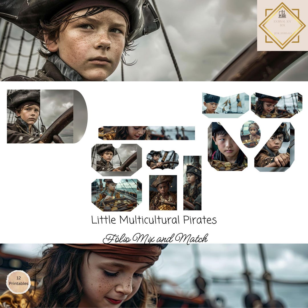 Multicultural Pirates Journal Folio Mix & Match, Pirate Printable ...