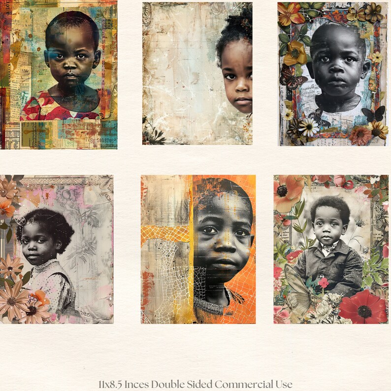 African American Kids Junk Journal Pages, Digital Scrapbook Paper ...