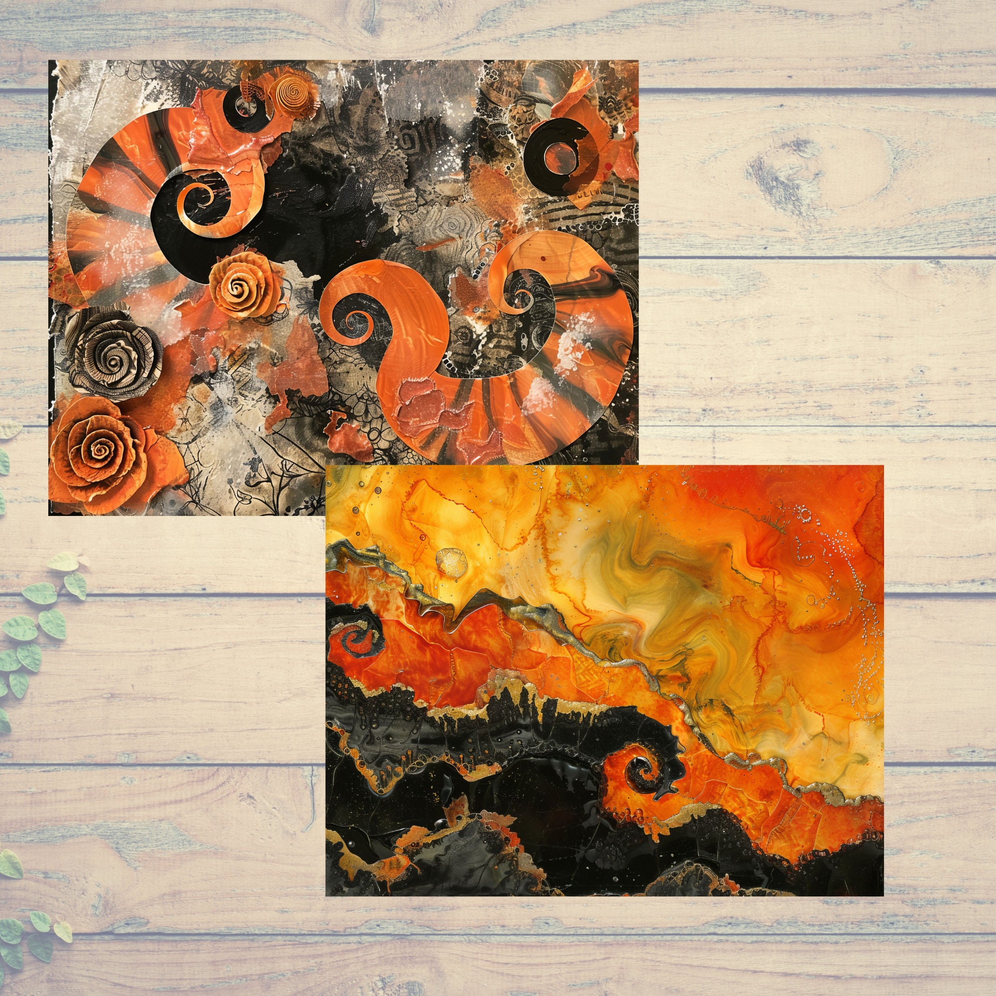 Tiger Swirl Junk Journal Pages, Digital Scrapbook Paper, Orange and ...