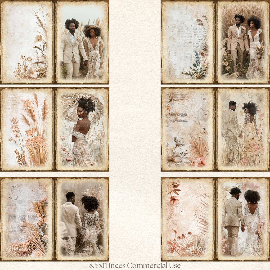 Junk Journal Printable, Wedding Couple Journal, African American Boho ...