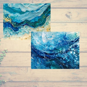 Junk Journal Printable, Alcohol Ink Journal Papers, Ocean Texture Junk ...