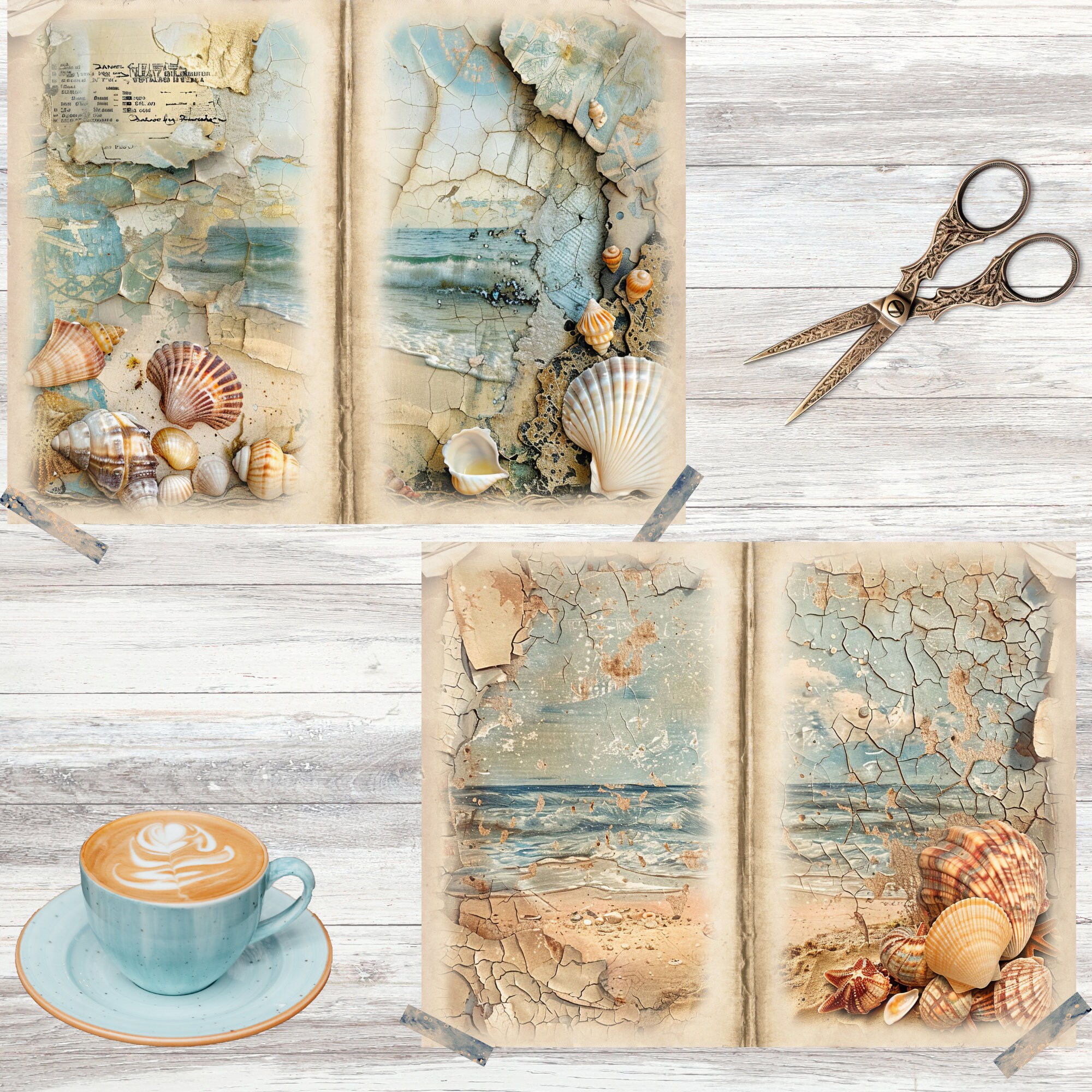 Junk Journal Printable, Vintage Beach Junk Journal, Ocean Journal ...