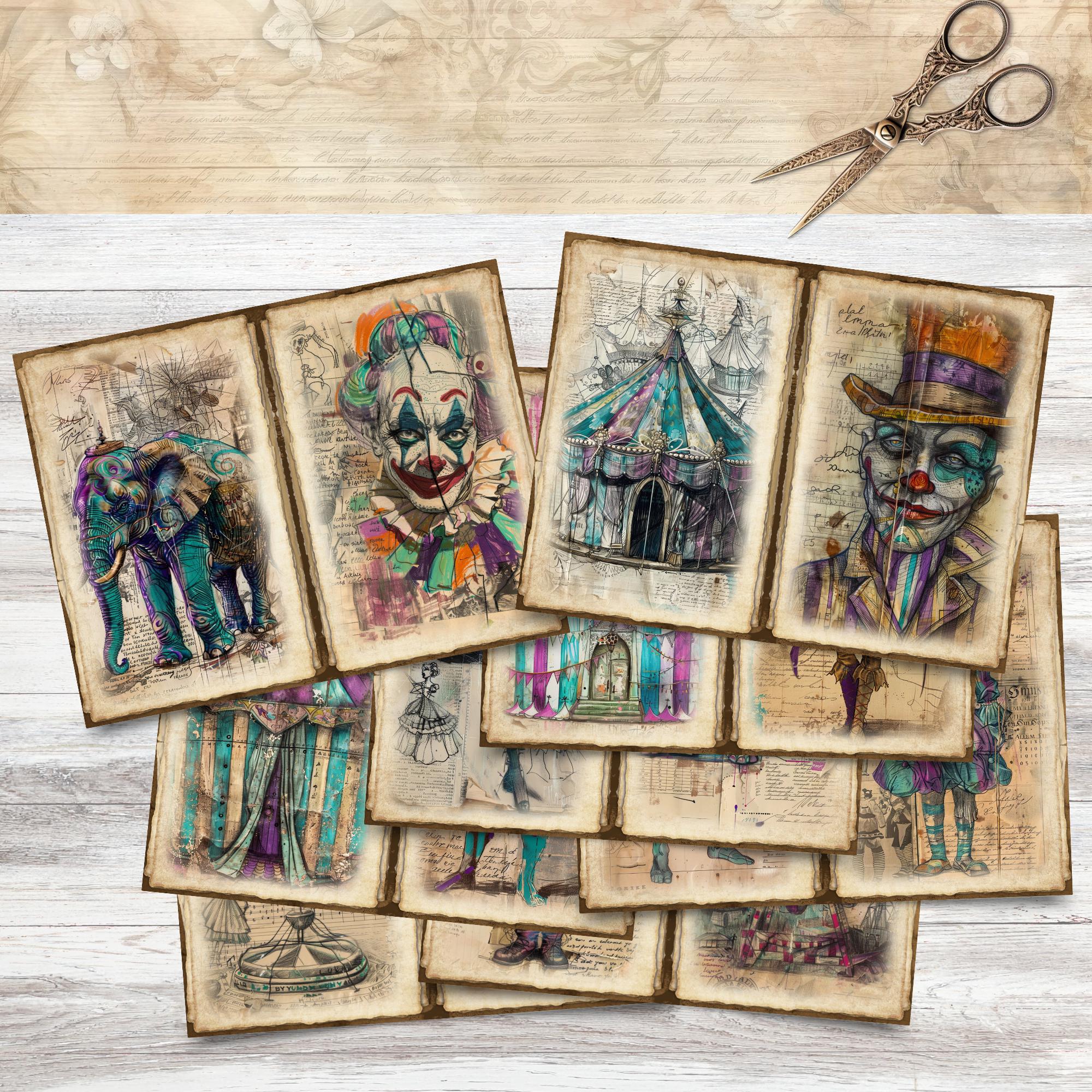 Junk Journal Printable, Vintage Carnival Pages, Vintage Circus Journal ...