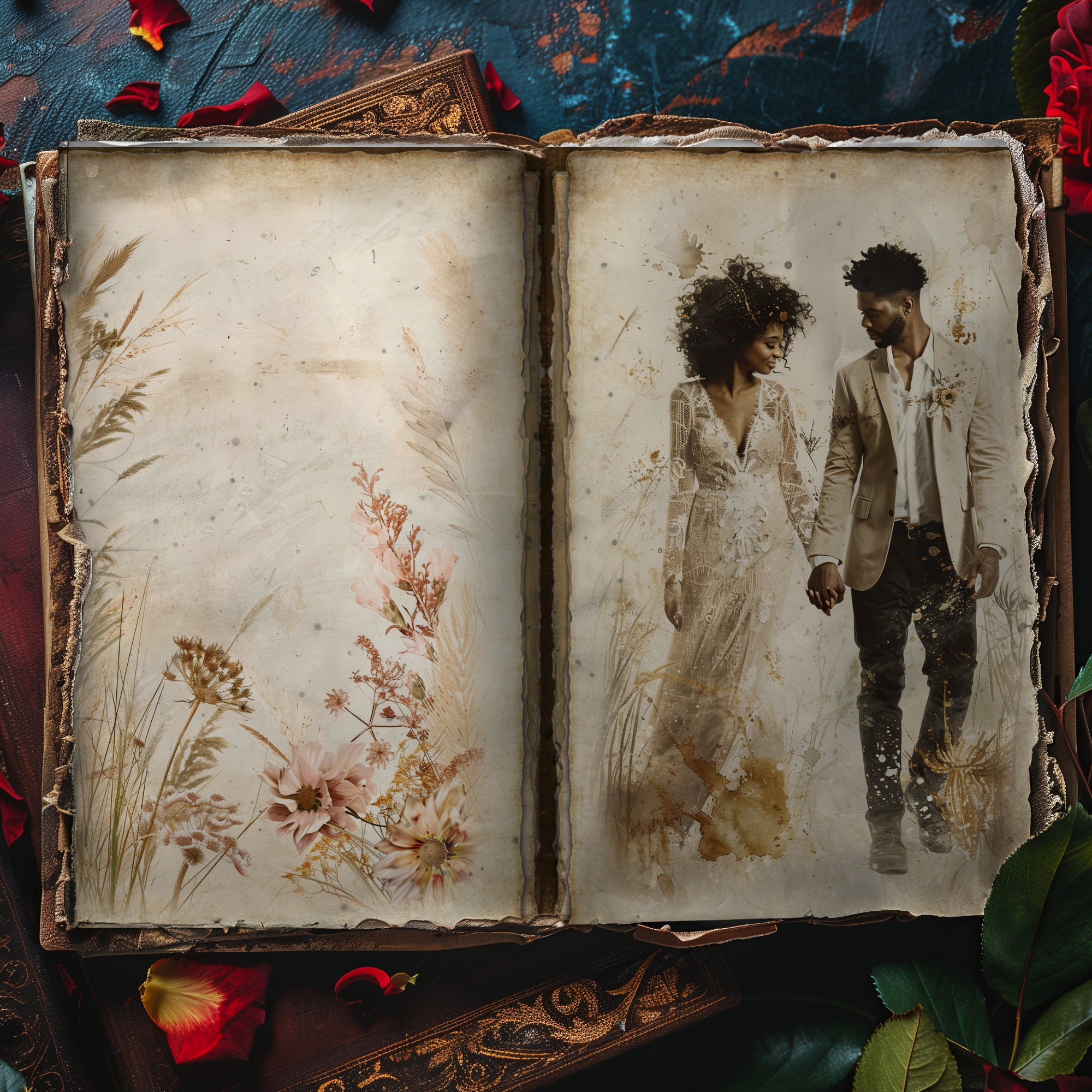 Junk Journal Printable, Wedding Couple Journal, African American Boho ...