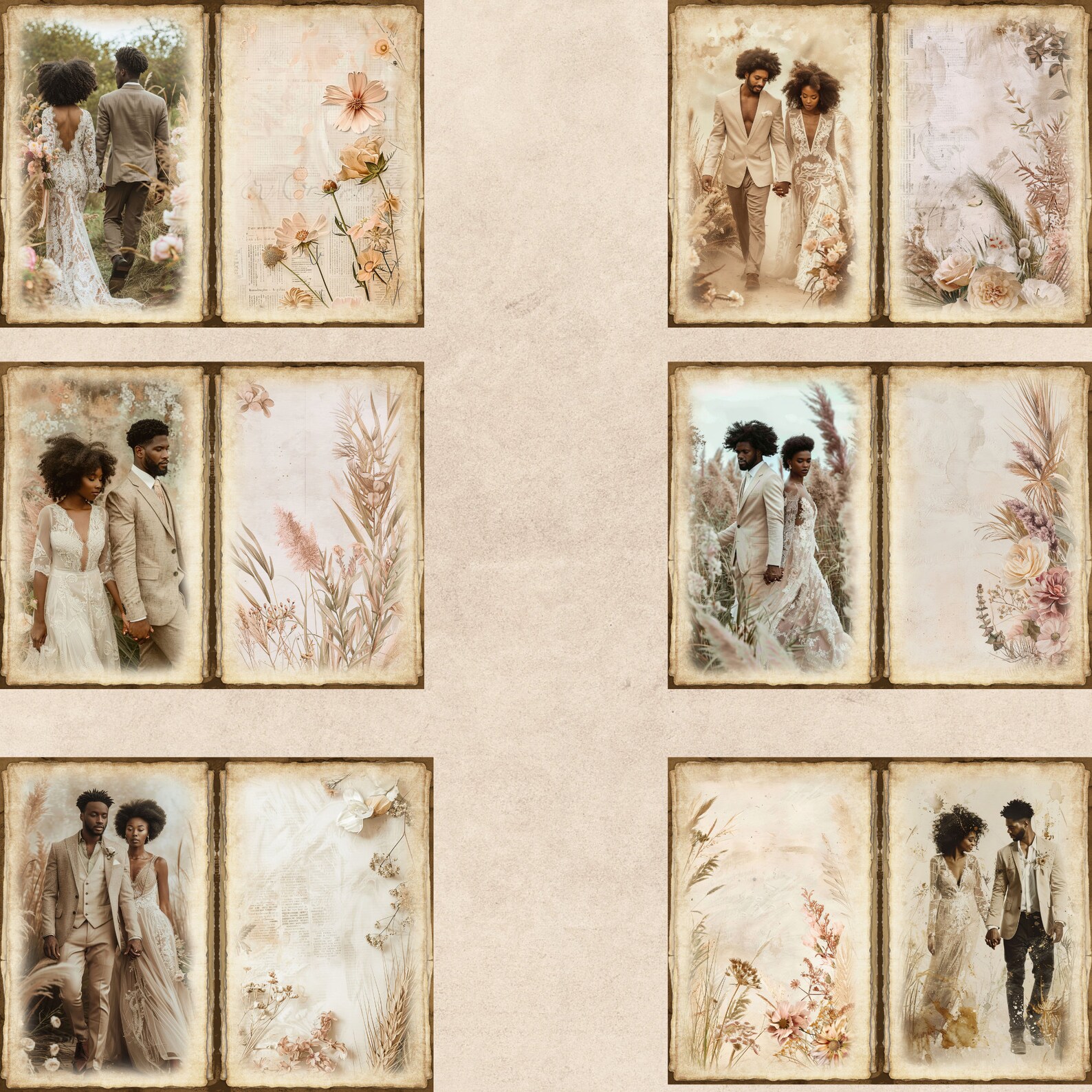 Junk Journal Printable, Wedding Couple Journal, African American Boho ...