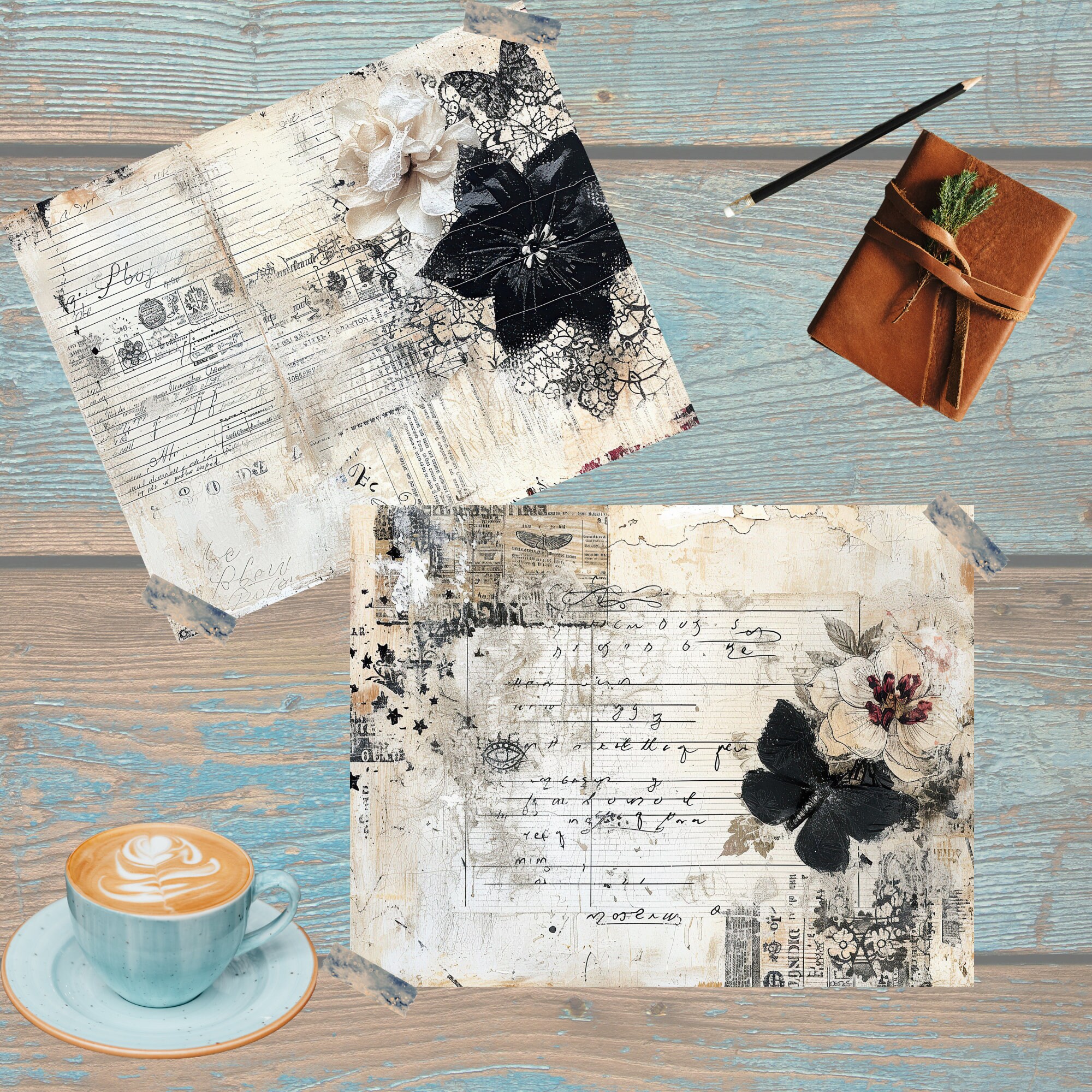 Junk Journal Printable, Lace Vintage Journal Papers, Romance Junk ...