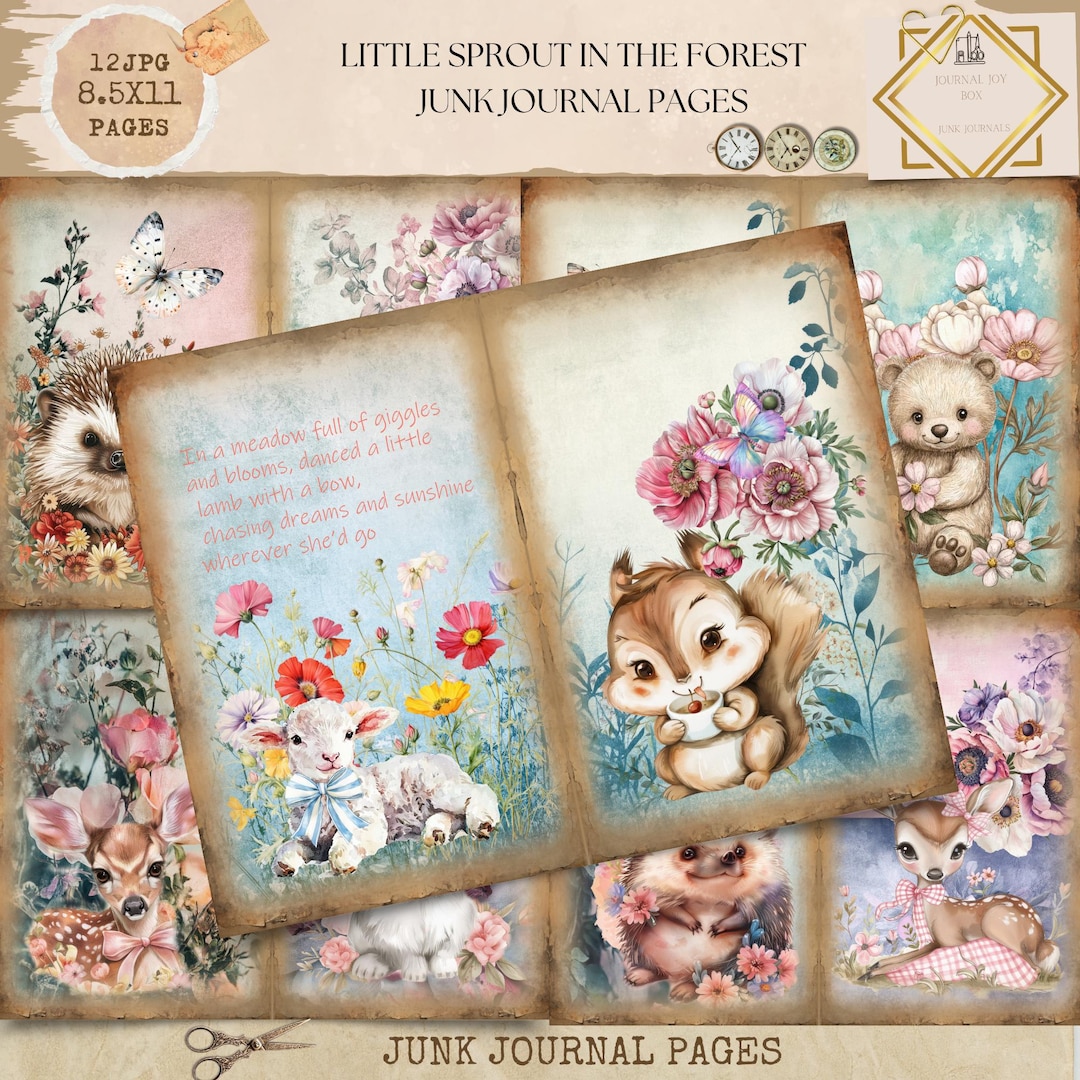 Junk Journal Printable, Cute Baby Animals Junk Journal, Woodland ...