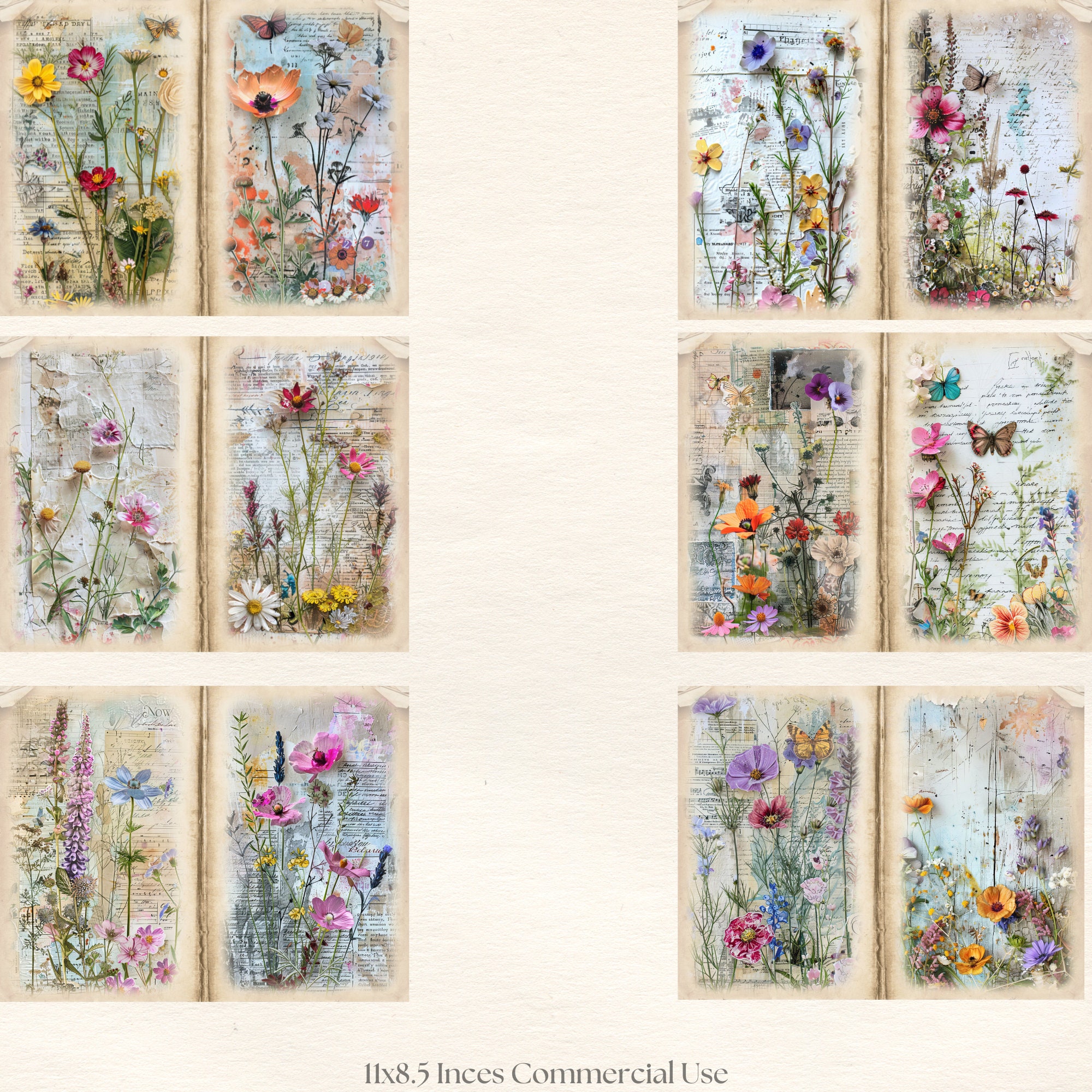 Junk Journal Printable, Wildflowers Garden Journal, Vintage Journal ...