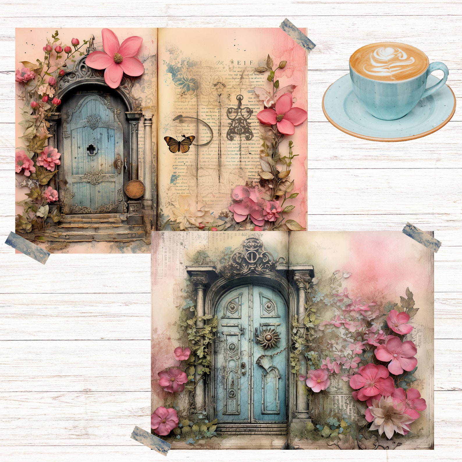 Junk Journal Printable, Wooden Doors, Fairy Doors Journal Pages, Doors ...