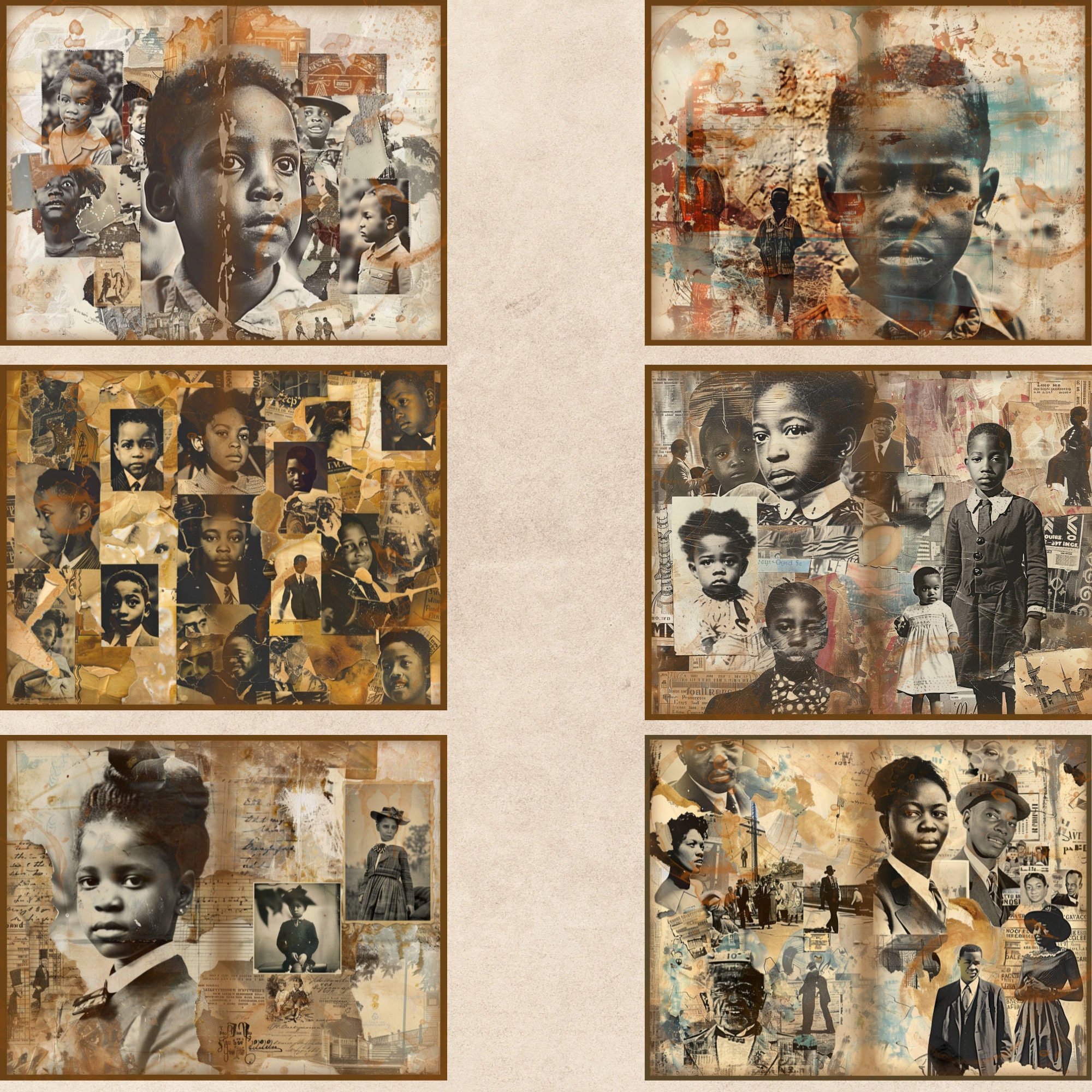 African American Collage Junk Journal Pages, Digital Scrapbook Paper ...