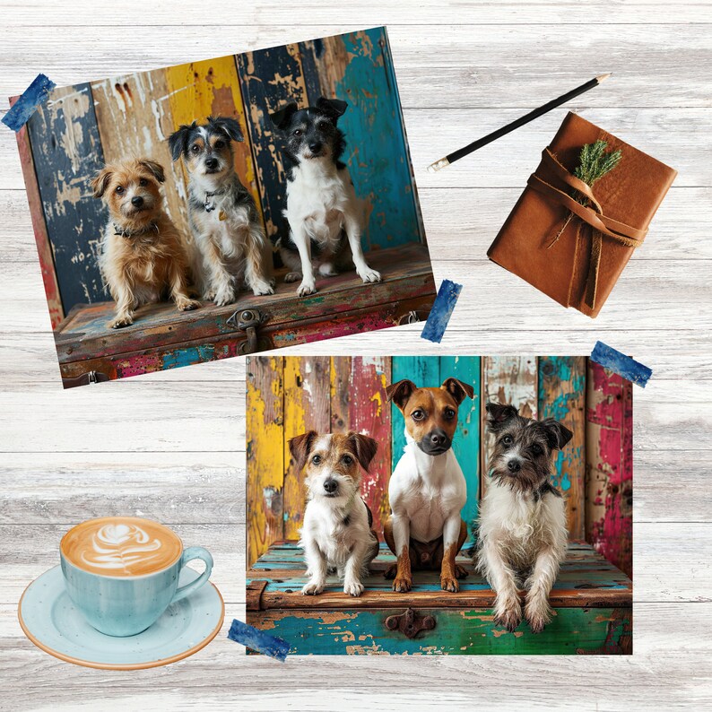 Junk Journal Printable, Dogs on a Box, Vintage Journal Papers, Cute ...
