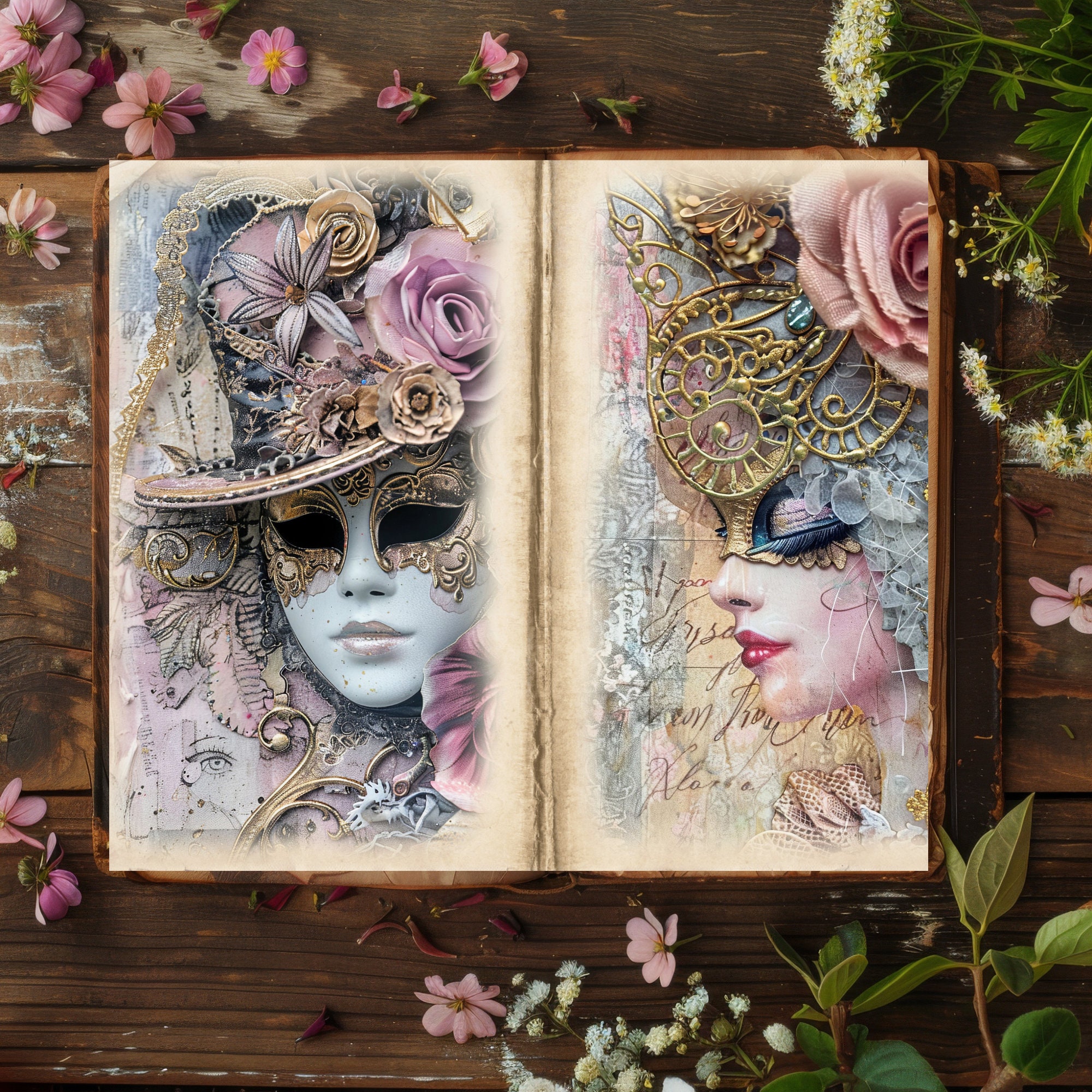 Junk Journal Printable, Mardi Gras Journal, Vintage Journal Papers ...