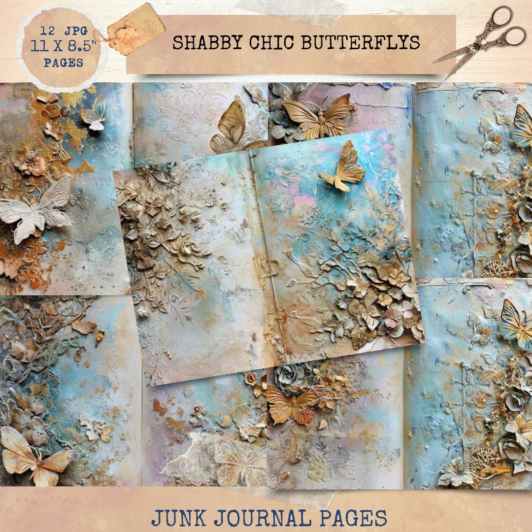 Junk Journal Printable, Shabby Chic Butterfly, Butterflies Junk Journal ...