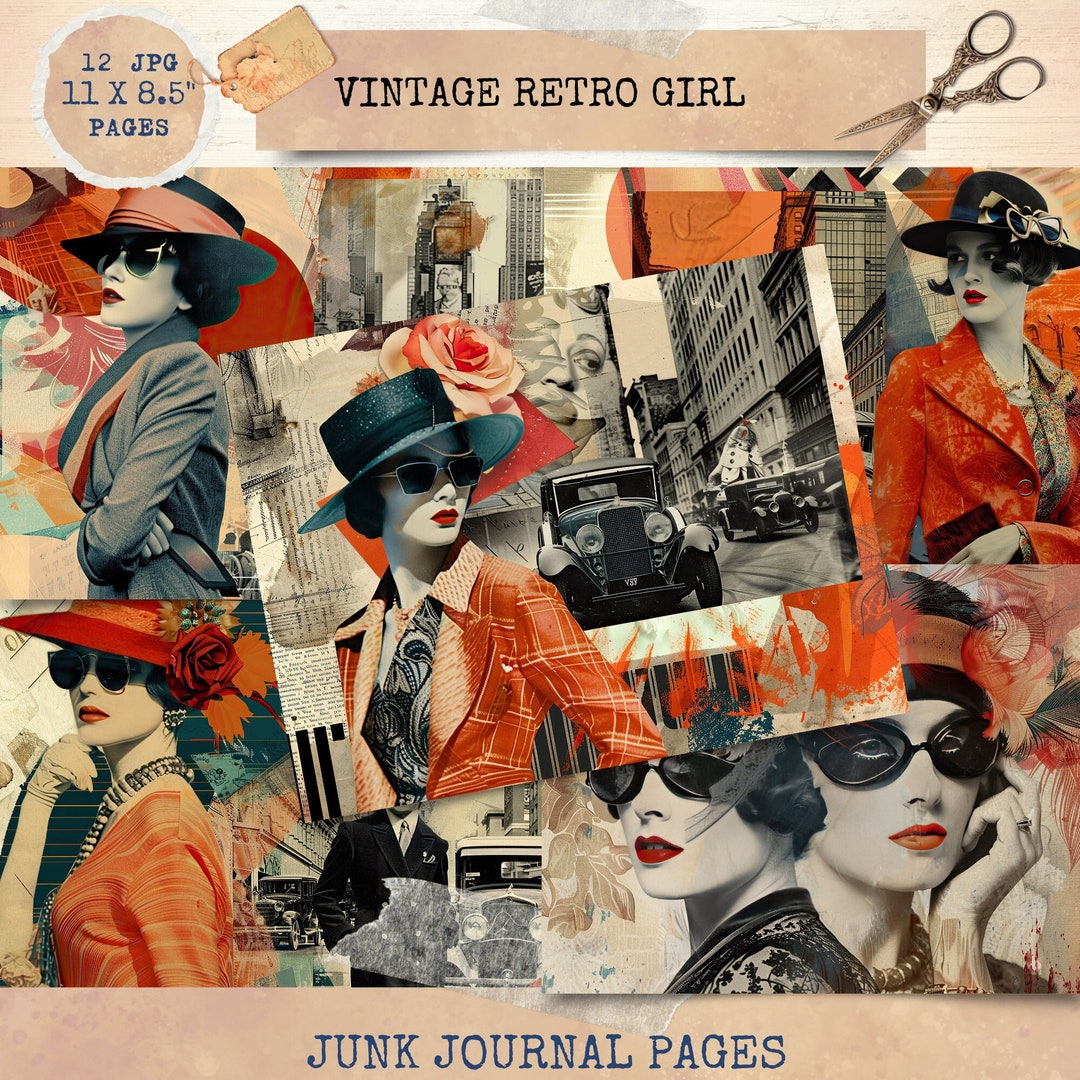 Vintage Retro Junk Journal, Retro Girl Pages, Retro Junk Journal , 1920 ...