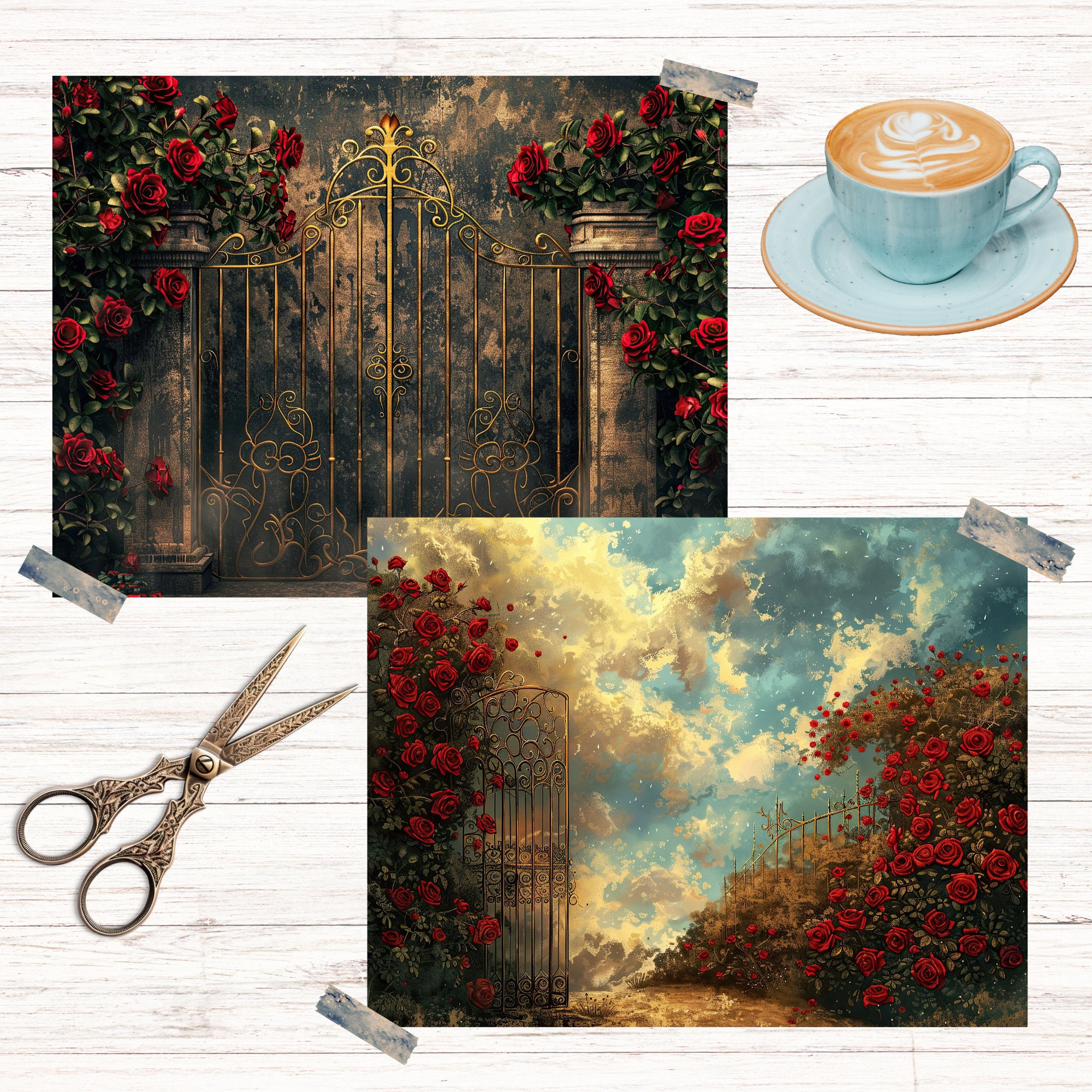 Junk Journal Printable, Red Rose Gate Junk Journal , Junk Journal Digi ...