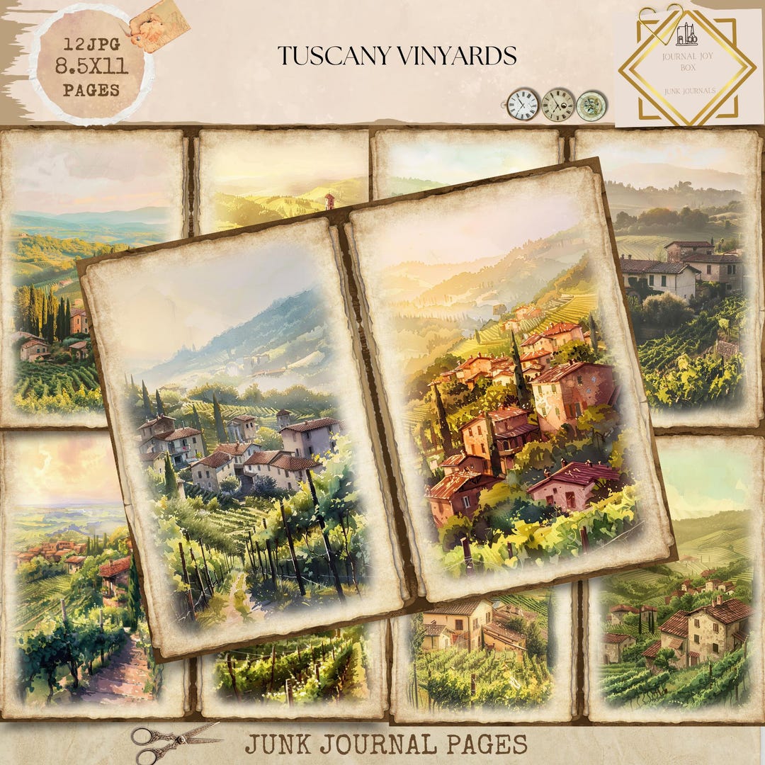 Junk Journal Printable, Tuscany Vineyard Junk Journal, Italy Vineyard ...