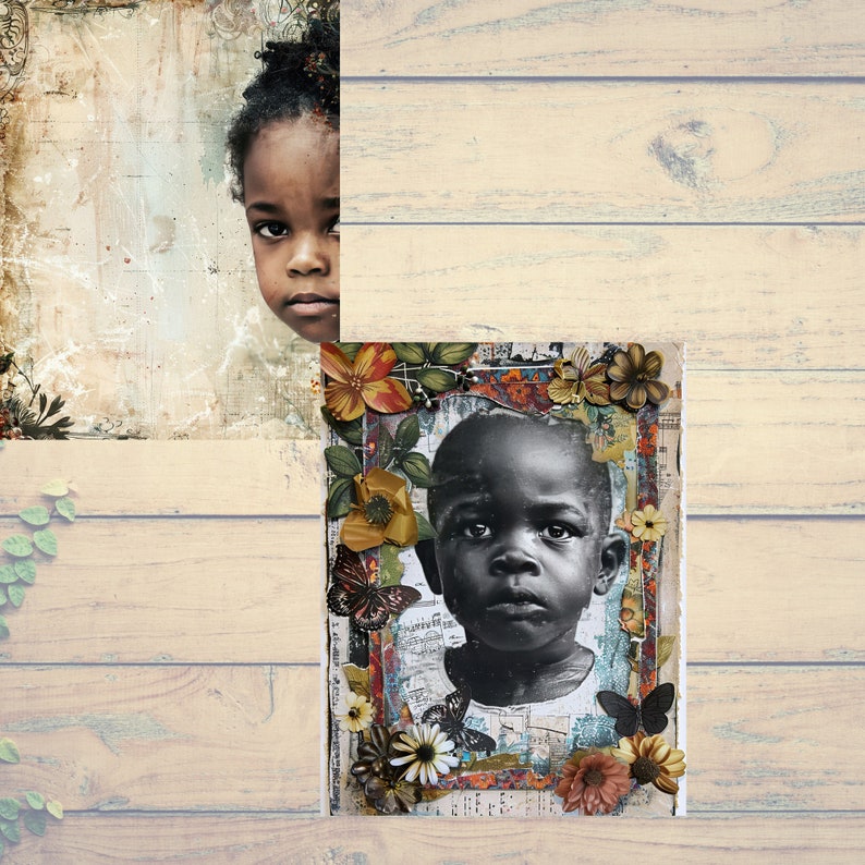 African American Kids Junk Journal Pages, Digital Scrapbook Paper ...