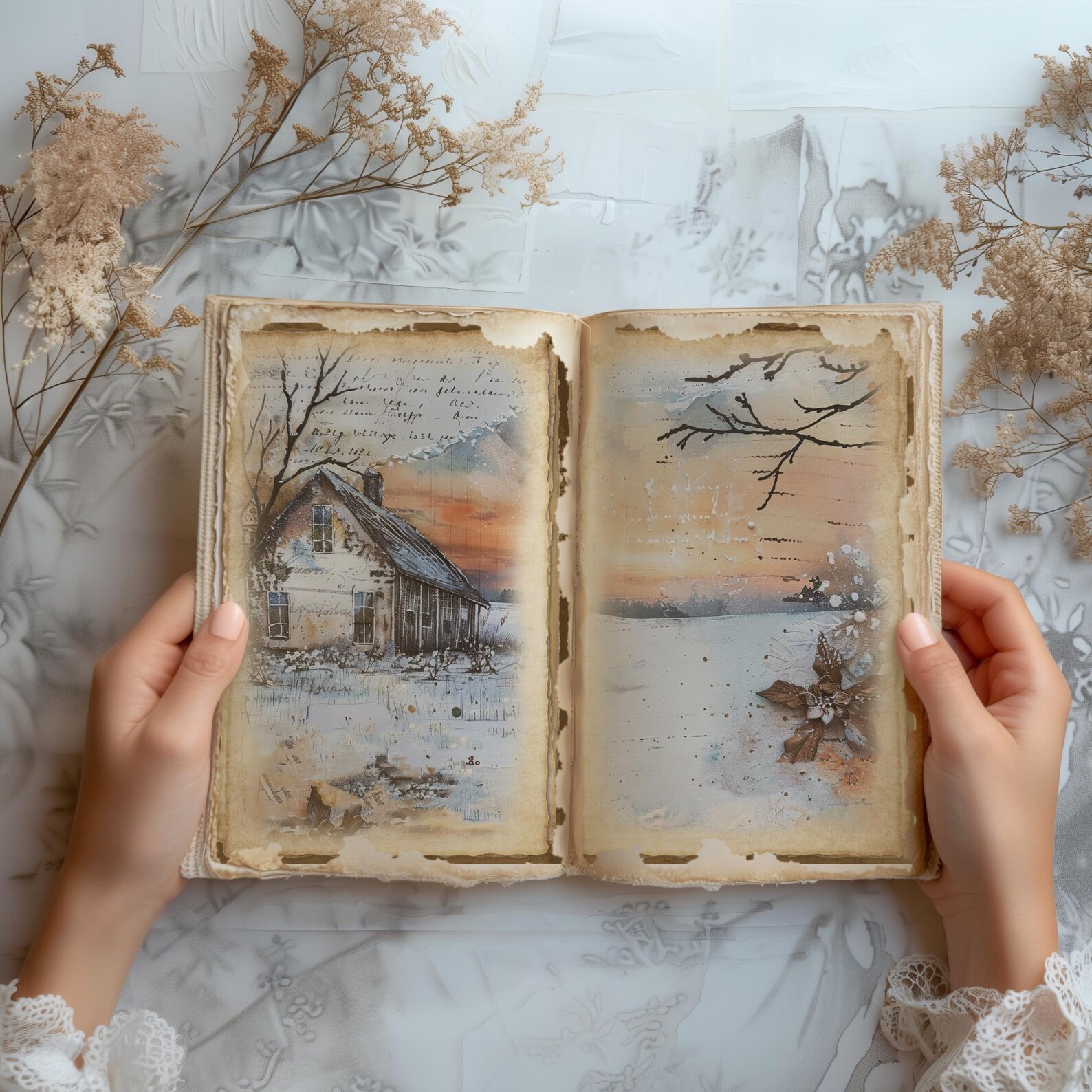 Junk Journal Printable, Vintage Winter Scenery Junk Journal Papers ...