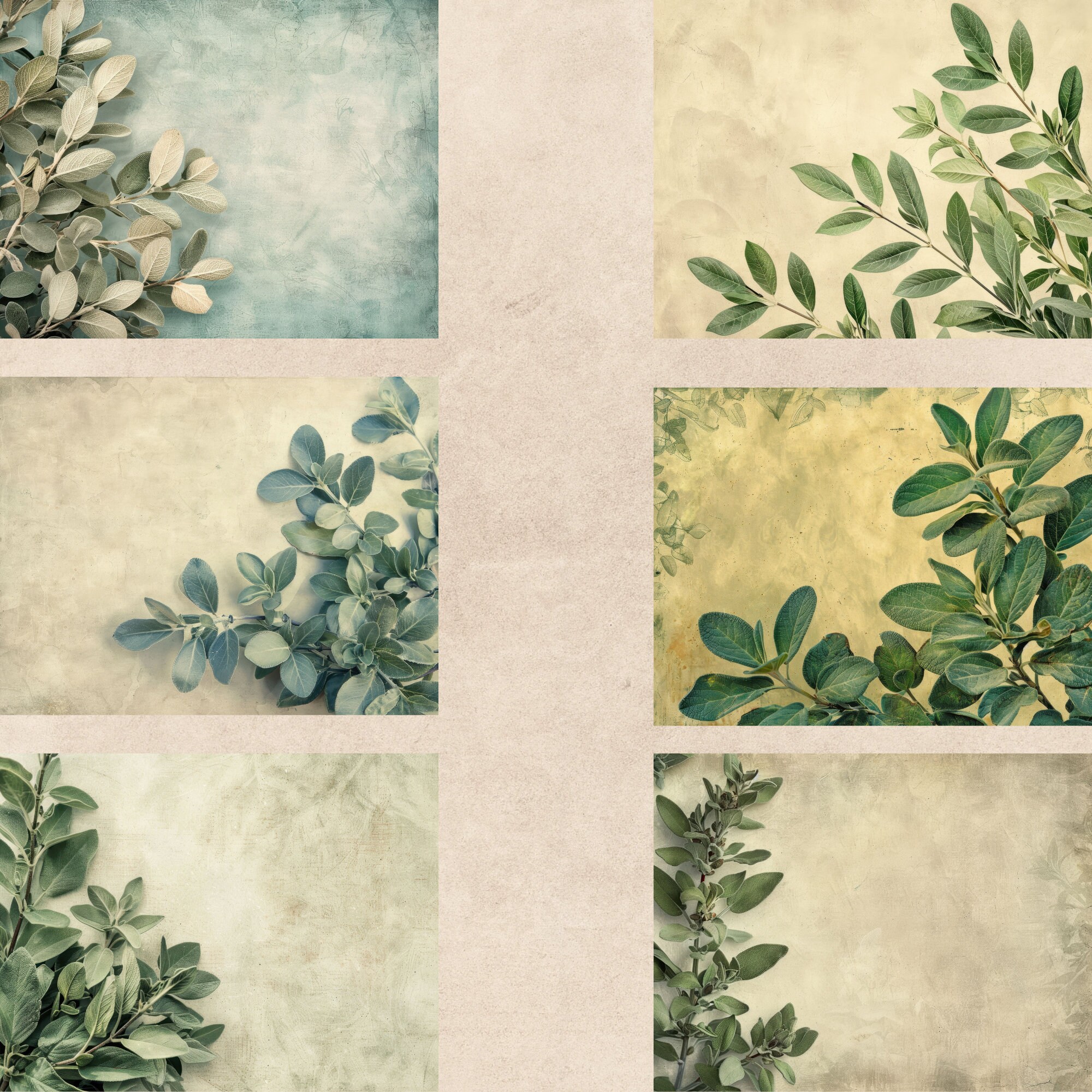 Junk Journal Printable, Sage Leaves Ephemera, Green Leaves Journal ...