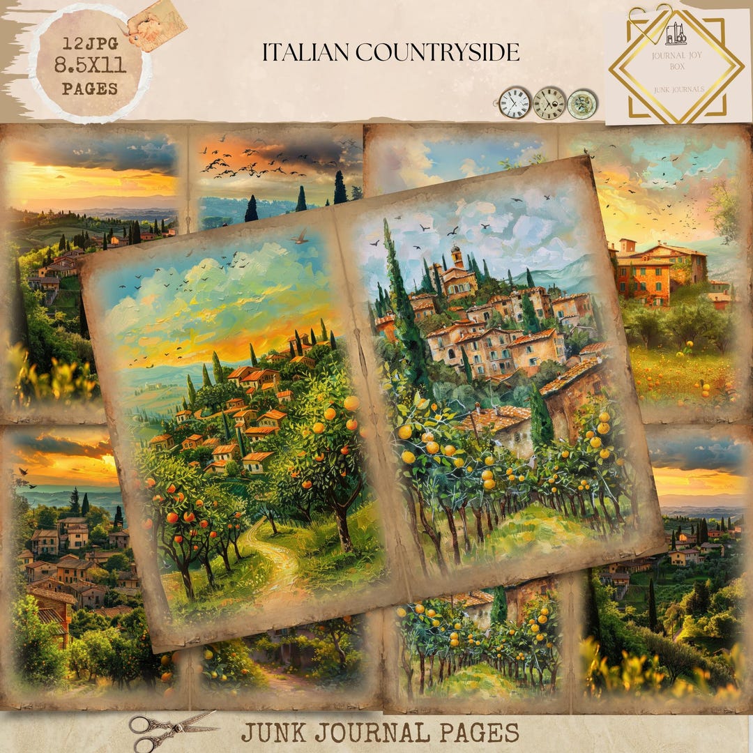 Italian Countryside Journal, Junk Journal Printable, Rome Landscape ...