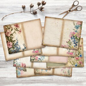 Junk Journal Printable, Floral Lined Journal Pages, Writing Junk ...