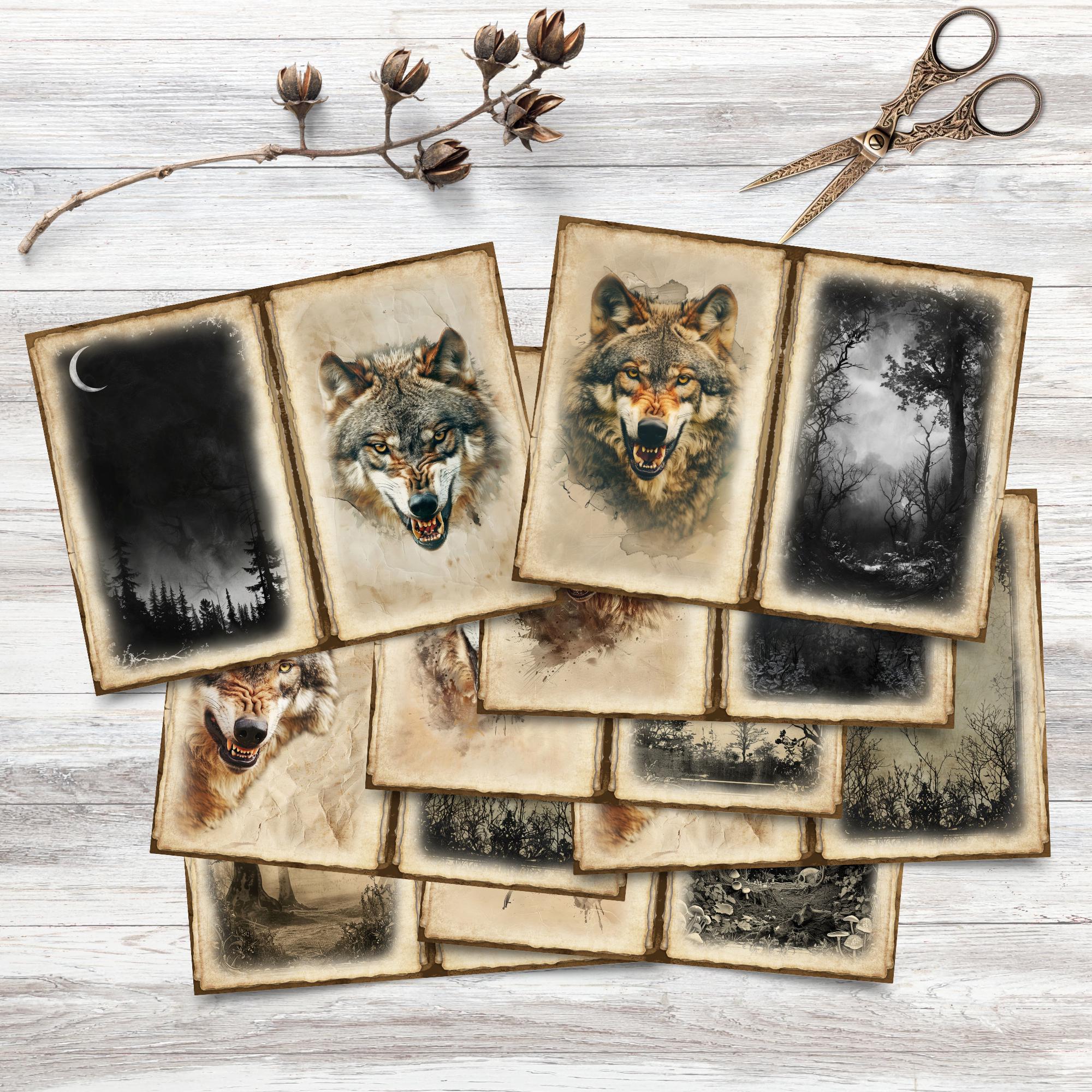 Junk Journal Printable, Wolf Journal, Book of Shadows, Wolf Junk ...