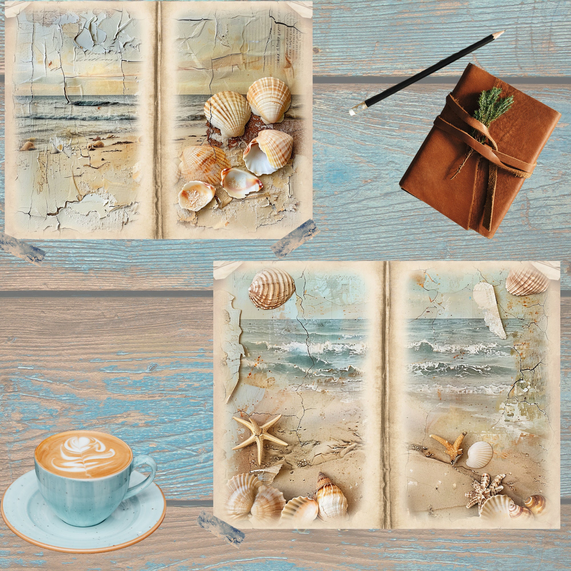 Junk Journal Printable, Vintage Beach Junk Journal, Ocean Journal ...