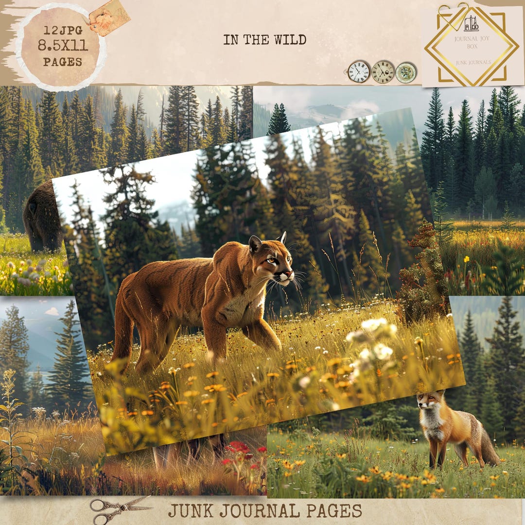 Junk Journal Printable, Animals Junk Journal, Safari Papers, Digi Kit ...