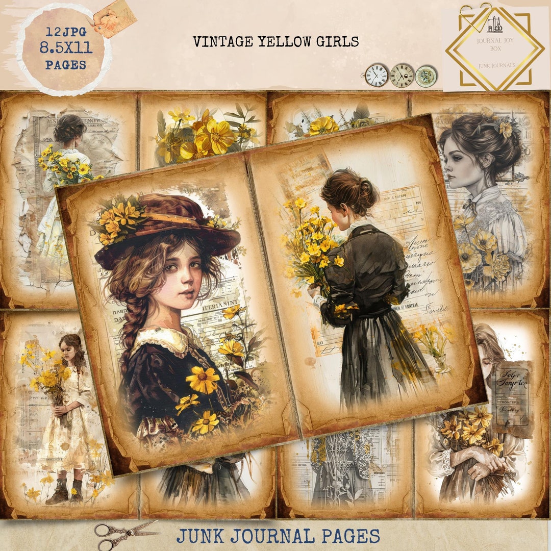 Junk Journal Printable, Vintage Girl Journal, Vintage Flower Girls Junk ...