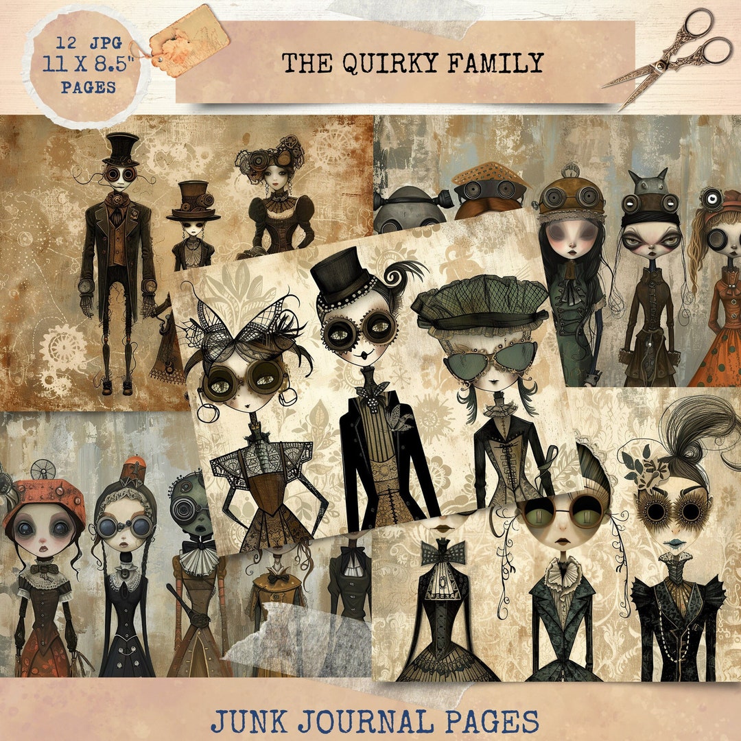 Junk Journal Printable, Weird Quirky Family Vintage Journal Papers ...