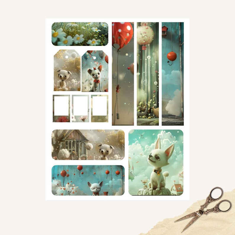 Quirky Dogs Ephemera Cards, 38 Mini Extras Pack, Dog Printable Ephemera ...