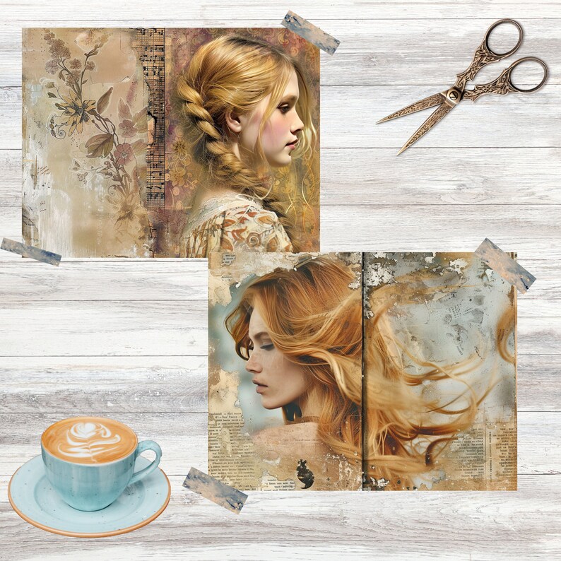 Junk Journal Printable, Ginger Muse, Vintage Journal Papers, Ginger ...