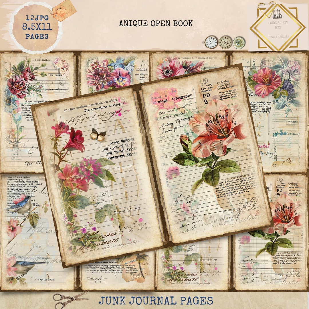 Junk Journal Printable, Vintage Old Pages Junk Journal, Vintage Junk ...