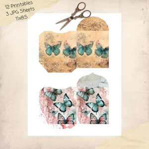 Pastel Butterfly Junk Journal Tags and Mini Envelopes, Butterfly's ...