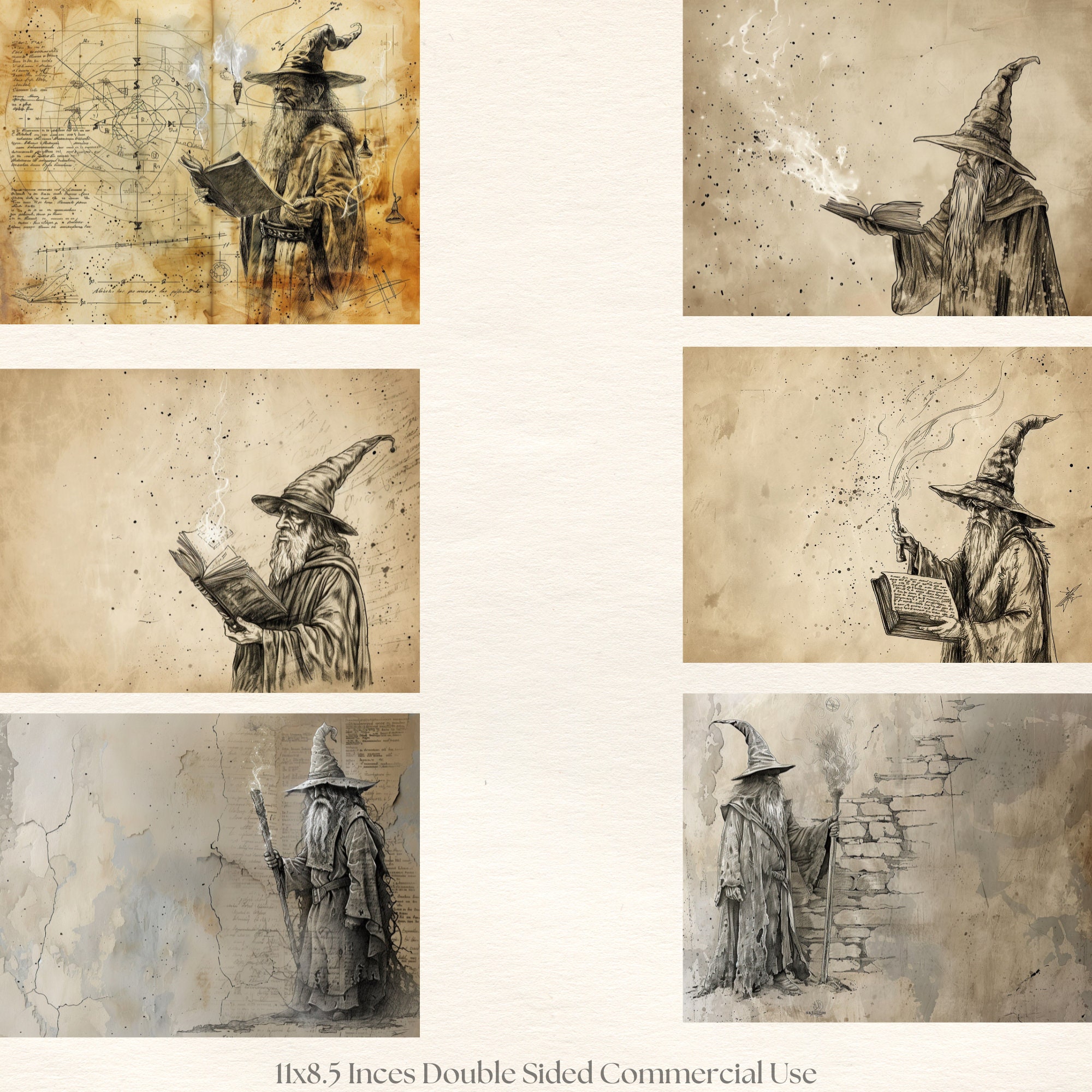 Junk Journal Printable, Wizard Vintage Journal Papers, Spell Book Junk ...