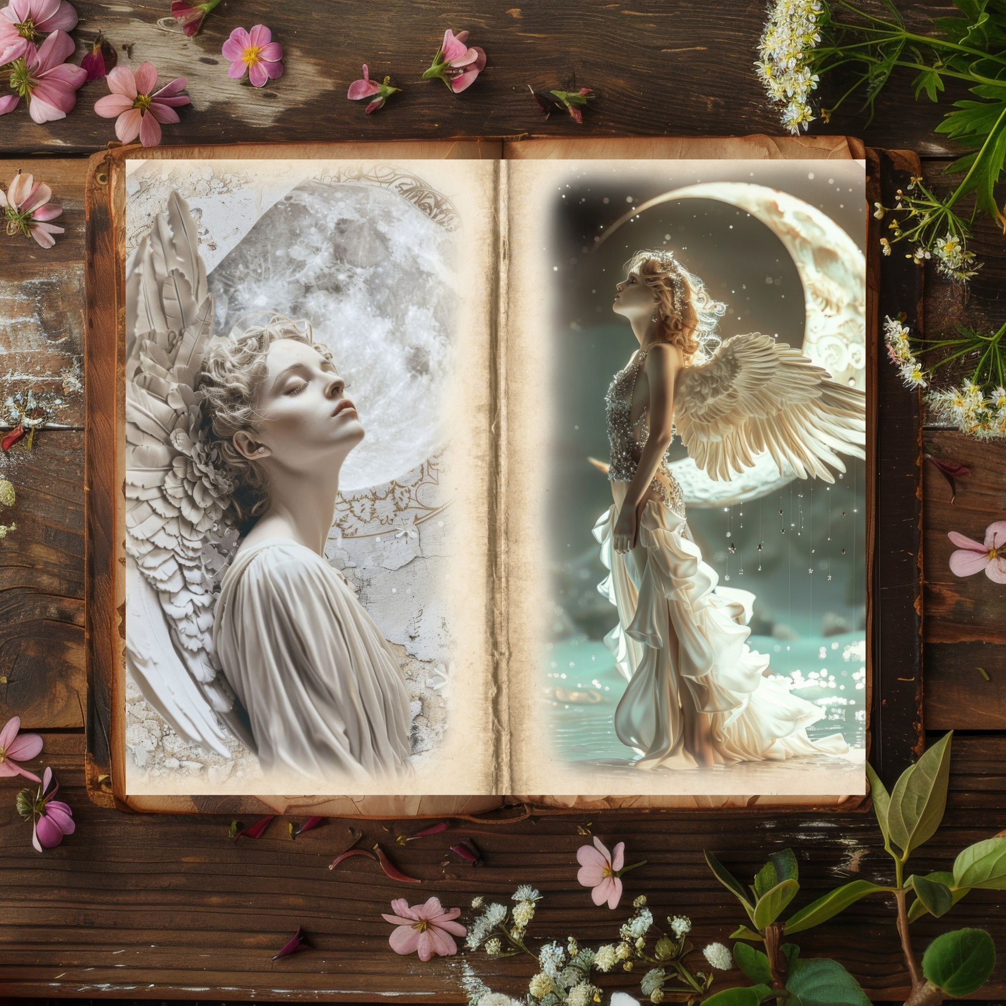 Junk Journal Printable, Angel Journal, Celestial Journal Papers, Angel ...