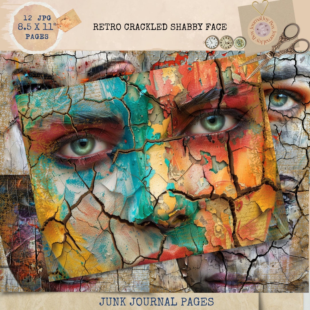 Junk Journal Printable, Retro Crackle Face Journal, Crackle Journal ...