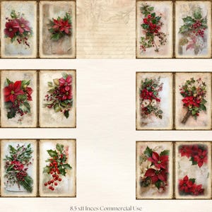 Junk Journal Printable, Christmas Holly Pages, Festive Flowers Journal ...