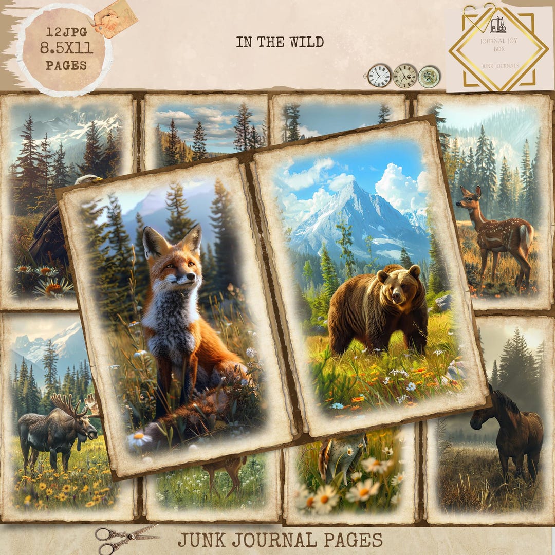 Junk Journal Printable, Wild Animals Junk Journal, Nature Junk Journal ...
