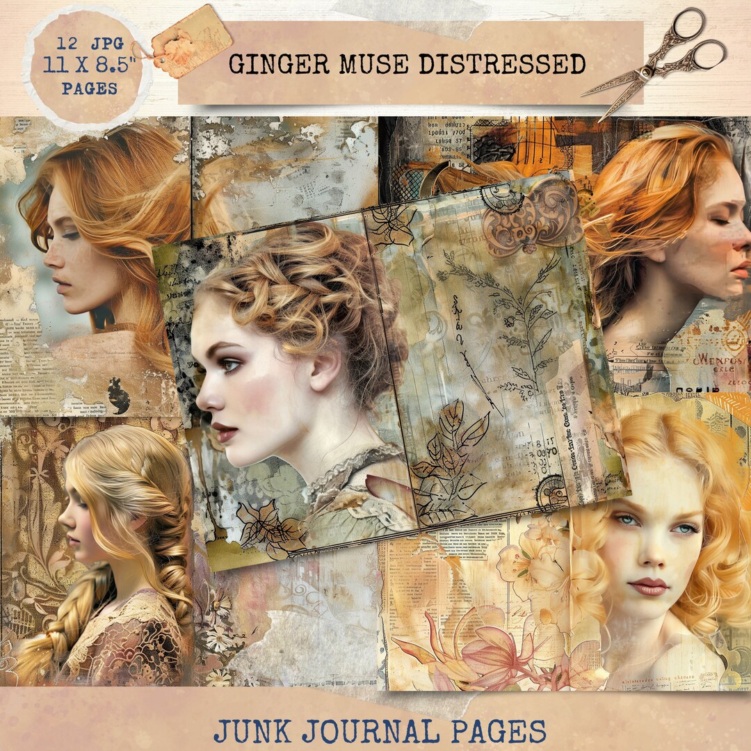Junk Journal Printable, Ginger Muse, Vintage Journal Papers, Ginger ...
